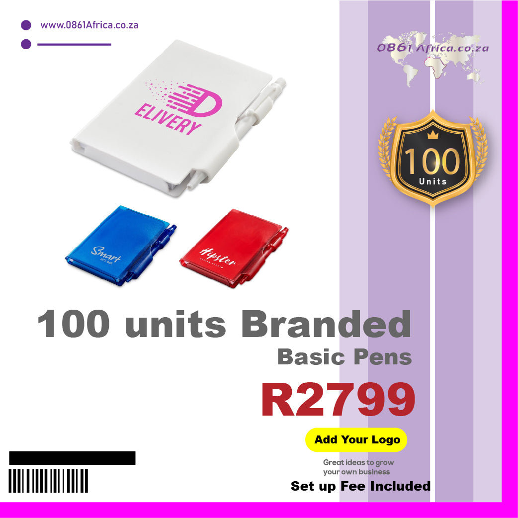Branded basic pens with folder - 0861banner