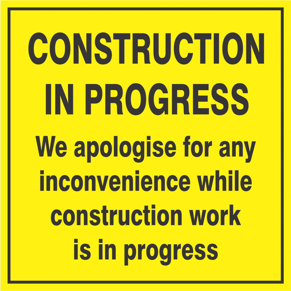 Construction in progress safety sign (C47) - 0861banner