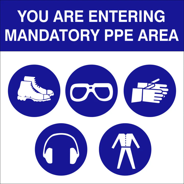 You are entering mandatory PPE area safety sign (M098) - 0861banner